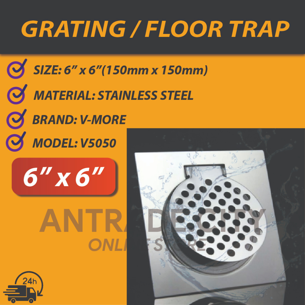 6x6 Stainless Steel Floor Trap Floor Grating Anti Odour / Floor Trap ...