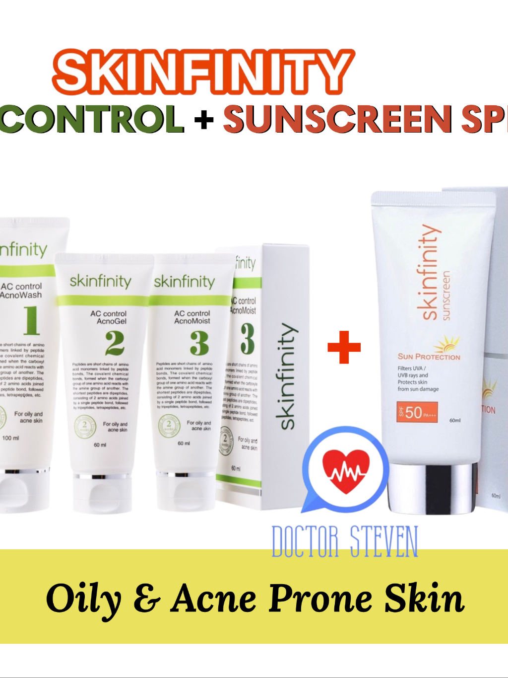 (DRSTEVEN) Skinfinity AC Control Acno Wash Gel Moist + Sunscreen Spf 50 ...