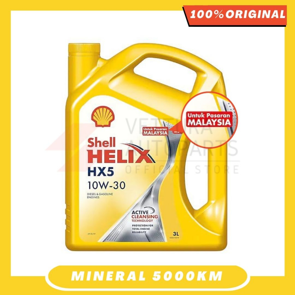 (Untuk Pasaran Malaysia) Shell Helix HX5 10W30 Mineral Engine Oil (3L ...
