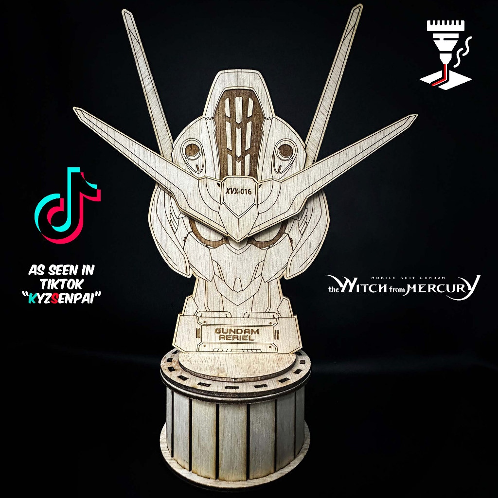 Gundam Aeriel Witch From Mercury Head Original Premium Wood Laser ...