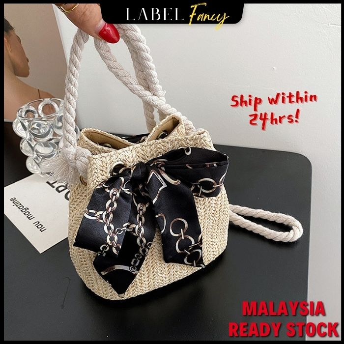 [Ready Stock] Mini Bucket Bag Straw Sling Bag Cute Beg Tangan Wanita ...