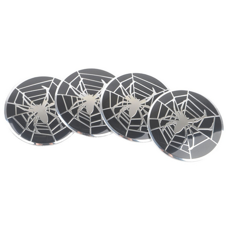 Spider Spiderman Silver Black Design 56mm Metal Wheel Center Hub Caps ...