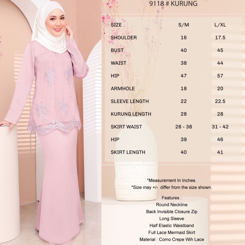 (S-XL) PINK / PEACH / DUSTY PINK TEMA BAJU KURUNG DRESS BRIDESMAID ...