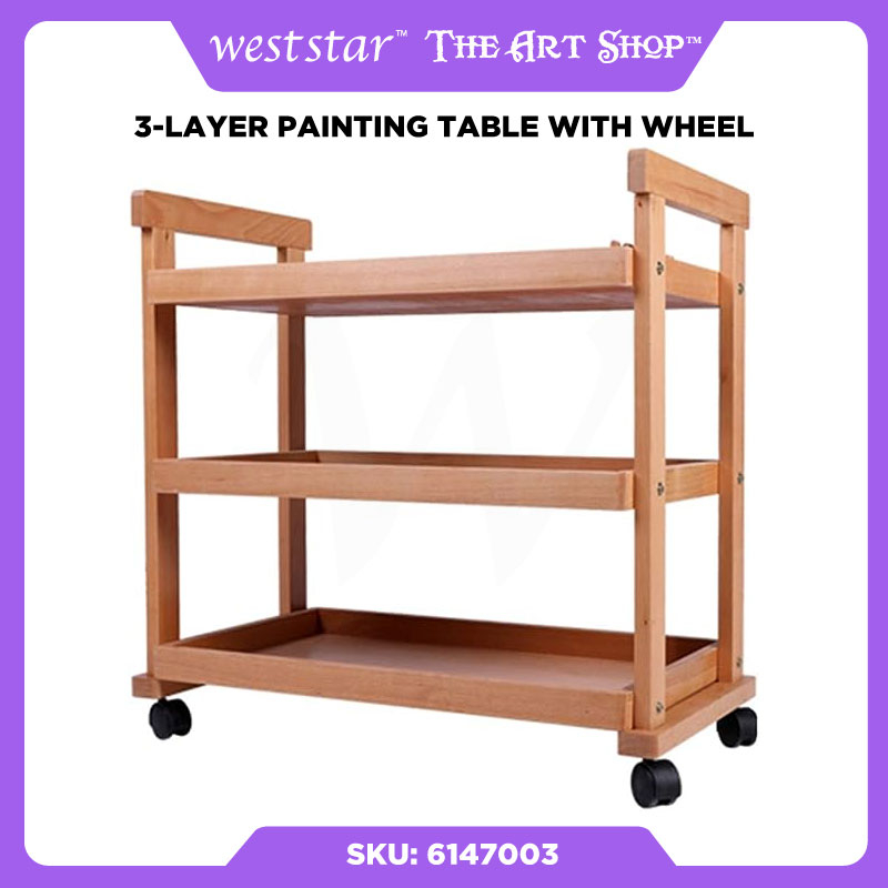 3-Layer Painting Table With Wheel | Shopee Malaysia