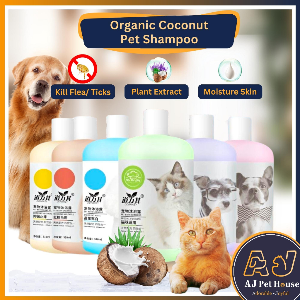 Organic Coconut Dog Cat Shampoo Kucing Pet Flea Hair Fall Shampoo Kutu ...