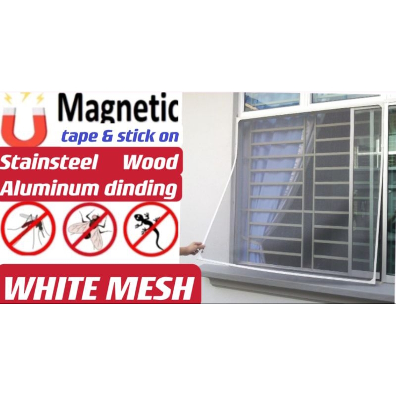 WHITE MESH FULLSET SOFT FRAME Magnet Mosquito Net For Frame Stainsteel ...