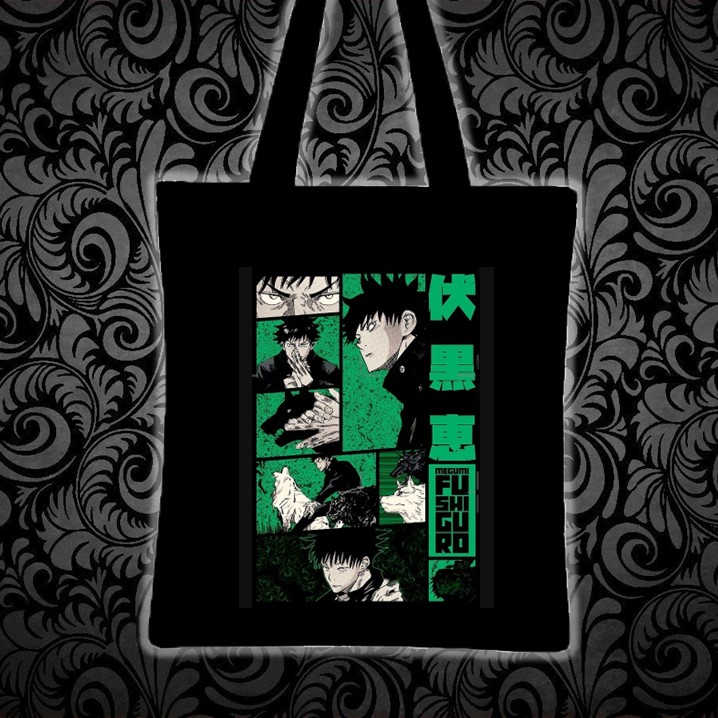 MEGUMI FUSHIGURO JUJUTSU KAISEN anime v2 Printed tote bag canvas ...