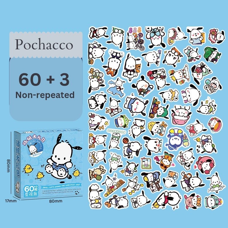 120pcs Sanrio Stickers Gift Box Pelekat Comel Kuromi Cinnamoroll ...