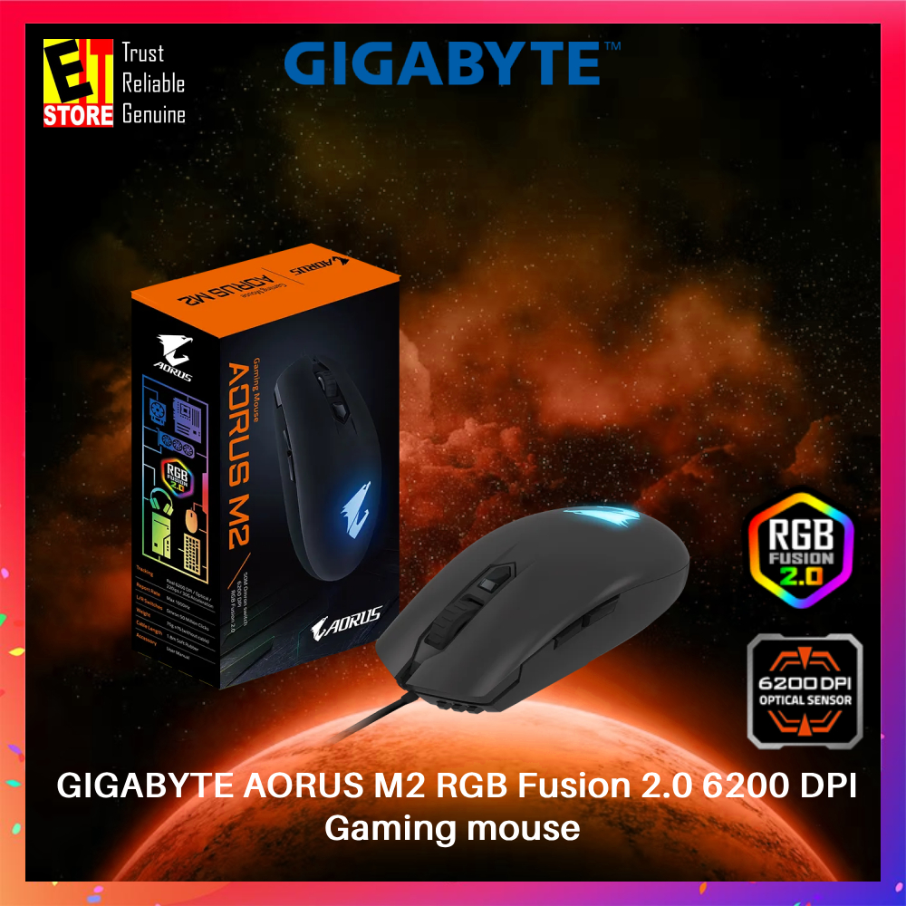 GIGABYTE AORUS M2 RGB FUSION 2.0 / 6200 DPI ON THE FLY GAMING MOUSE ...