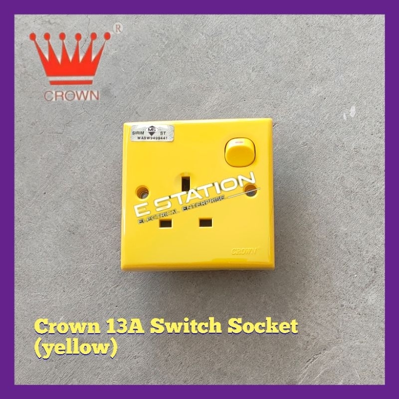 Crown 13A Switch Socket (yellow) | Shopee Malaysia