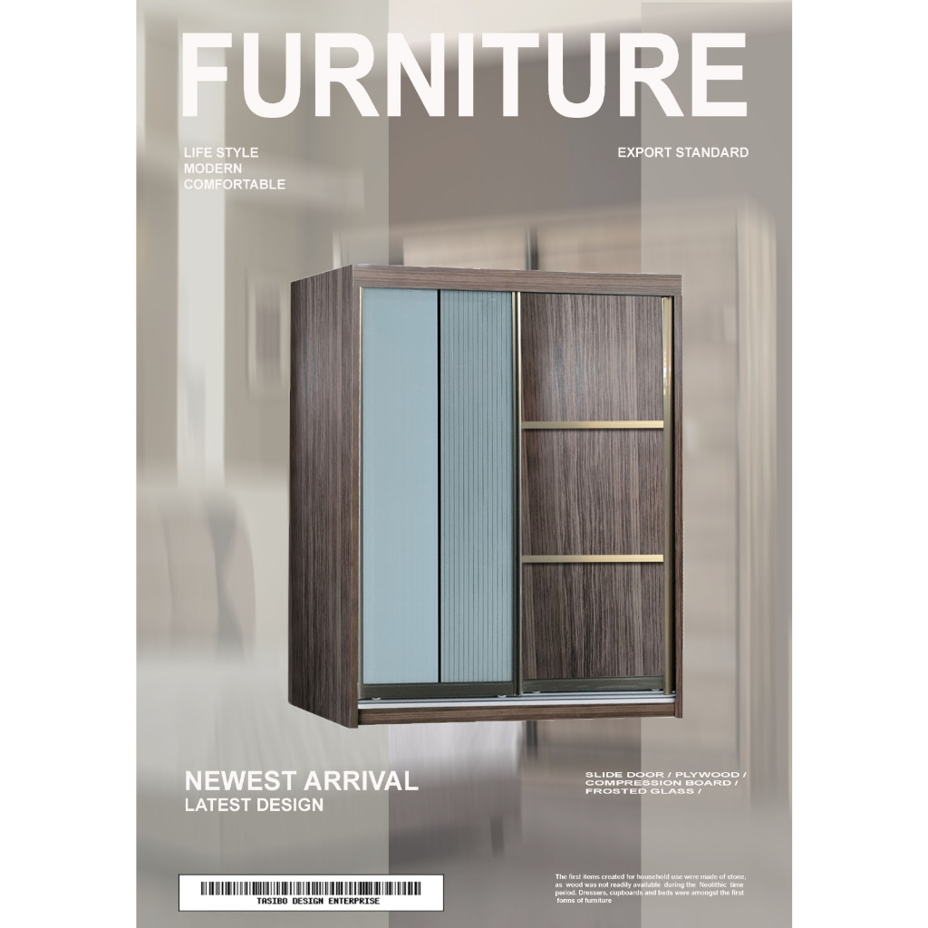 [FREE DELIVERY]W4504 Sliding Door Wardrobe (4Ft & 5Ft) / Almari Baju ...