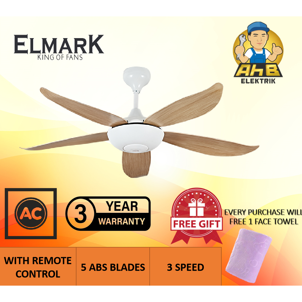 ELMARK 52'' Ceiling Fan SpitFire 246 with remote control ( PINE WHITE ...