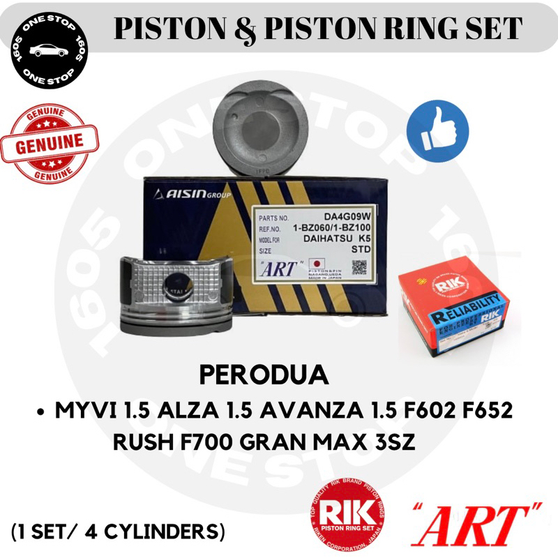 PERODUA MYVI 1.5 ALZA 1.5 AVANZA 1.5 F602 F652 JAPAN ART PISTON/ RIK ...