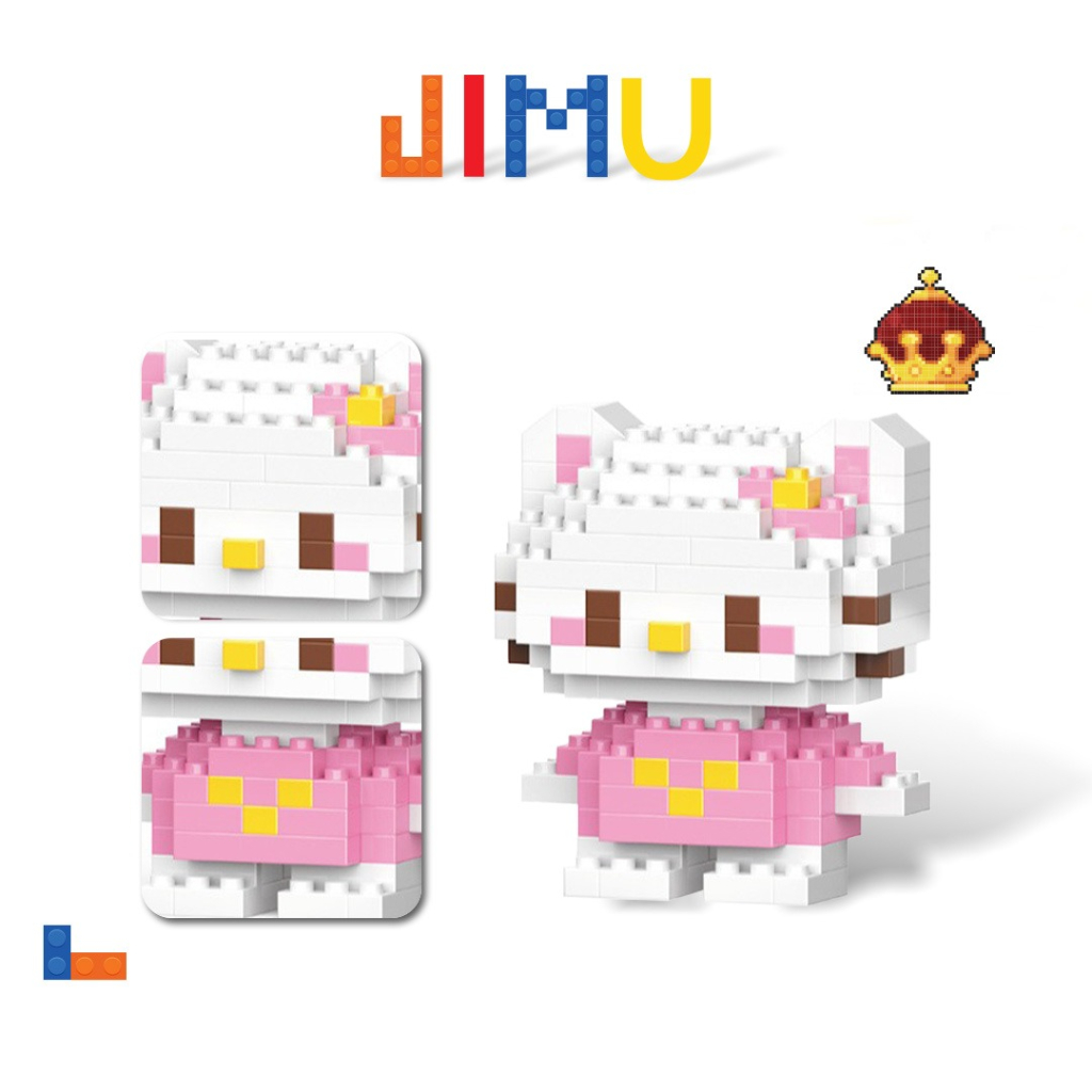 JIMU Tiny Block Series Cute Cartoon Pink Hi Kitty Building Block Set ...
