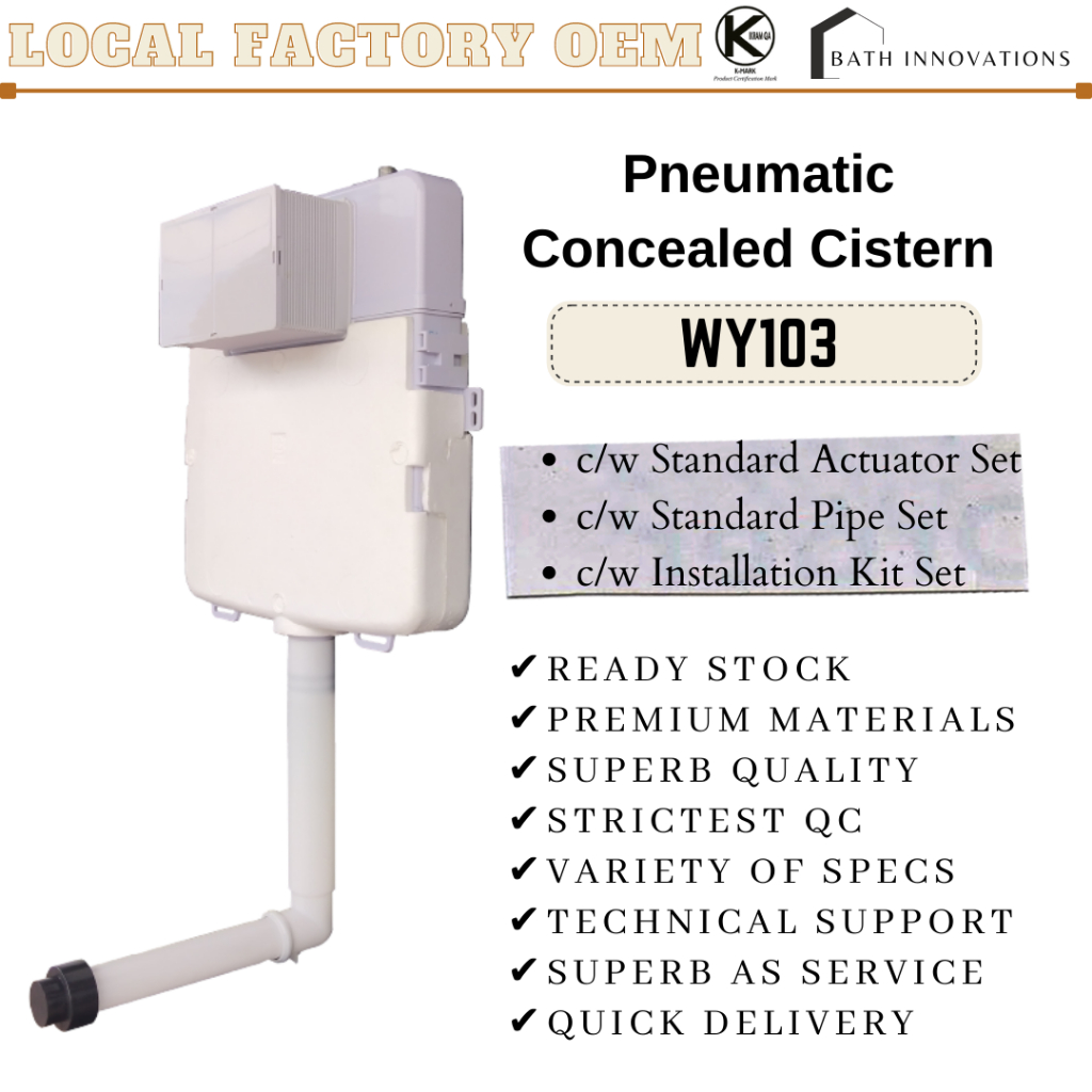 Pneumatic Concealed Cistern c/w Pneumatic Actuator Set (Standard - WAS788 #CG) WY103 + WAS788 # ...
