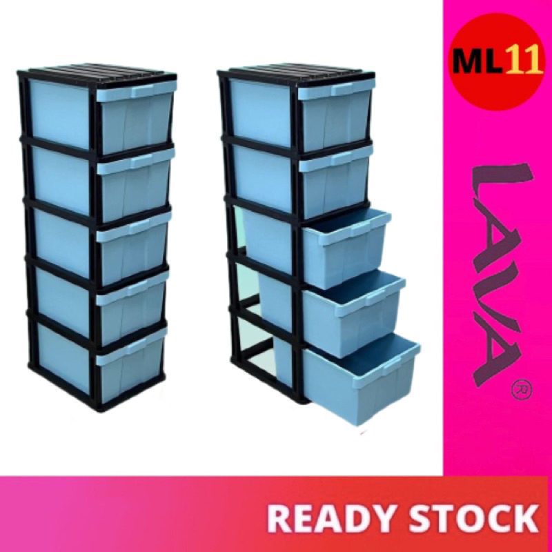 LAVA (5 Tier) Drawer Cabinet / Plastic Drawer / Multipurpose Cabinet ...