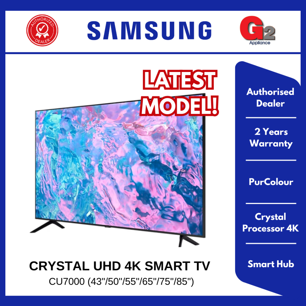 SAMSUNG CRYSTAL UHD 4K SMART TV CU7000 (43"/50"/55"/65"/75"/85") [READY STOCK]-2 YEARS WARRANTY ...