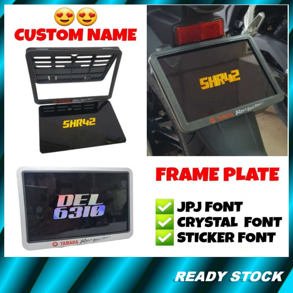 (Custom Name) Frame Plate+Motorcycle No Plate YAMAHA HONDA MODENAS ...