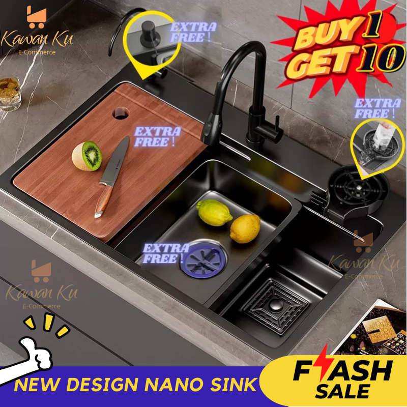 Waterfall Sink 7545 Premium Nano Sink Z Step Sink Stainless Steel Sinki ...