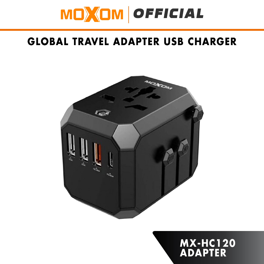 Moxom Global Travel Adapter With USB Charger MX-HC120 | Shopee Malaysia