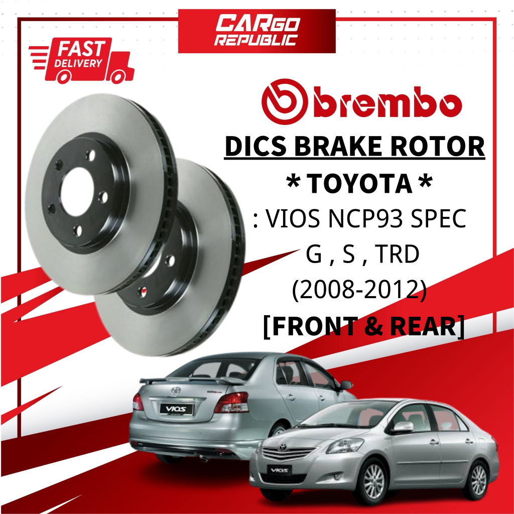 Brembo Rotor Toyota Vios NCP93 (2008~2012) SPEC G/S/TRD Front (Depan ...