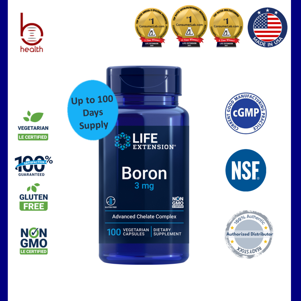 [Life Extension] Boron, 3 mg, EXP:02/27, 100 Vegetarian Capsules, 100% ...
