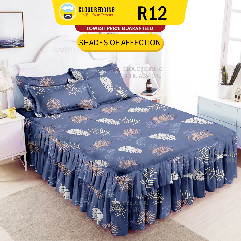 Cadar Ropol Set 3IN1 Super Single/Queen /King Bedsheet Bed Skirt ...