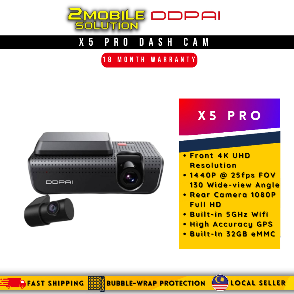 DDPAI X5 Pro Dash Cam [Built-In 32GB eMMC I 4K UHD Resolution, Dual ...