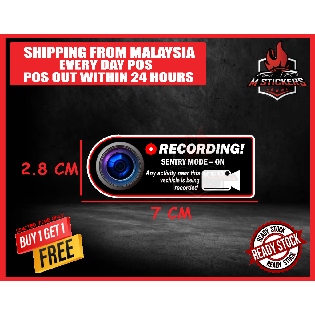 Recording Sentry Mode On Alert Camera Car Sticker | Shopee Malaysia