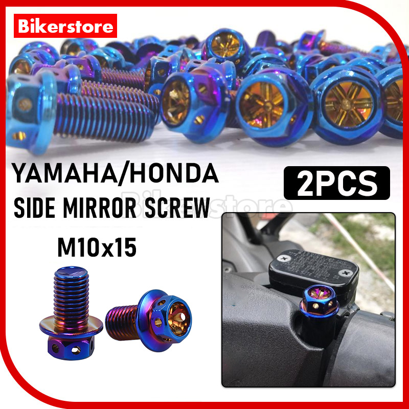 2PCS M10 SIDE MIRROR SCREW MIROR TITANIUM FOR YAMAHA LC Y15 NVX NMAX ...