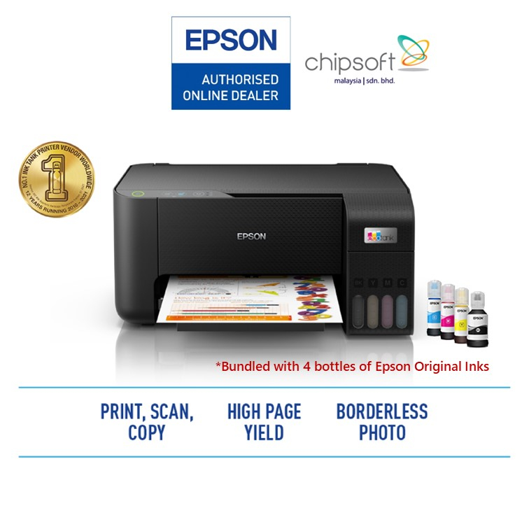 Epson EcoTank L3210 L3250 A4 All-in-One Ink Tank Printer come with 1 ...
