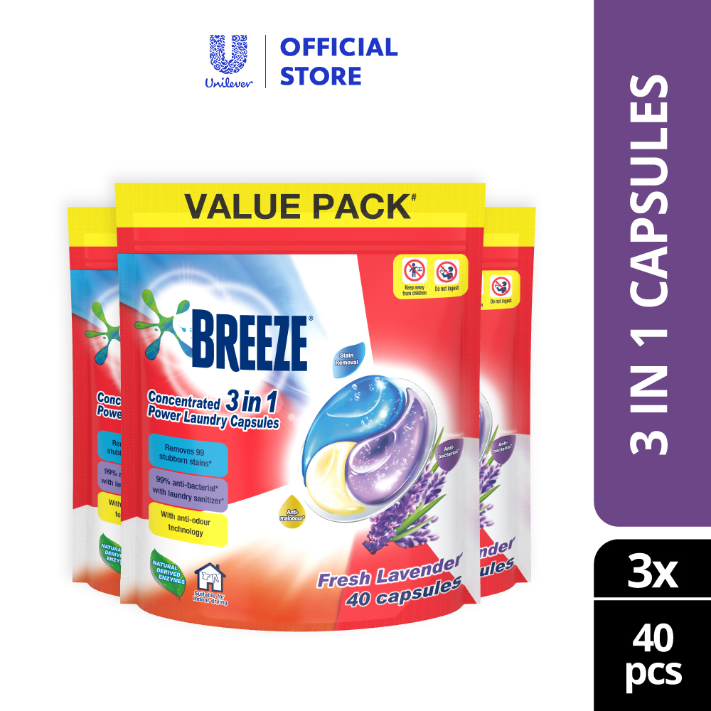 Breeze 3 In 1 Capsules Pouch Fresh Lavender (420g x 3) | Shopee Malaysia