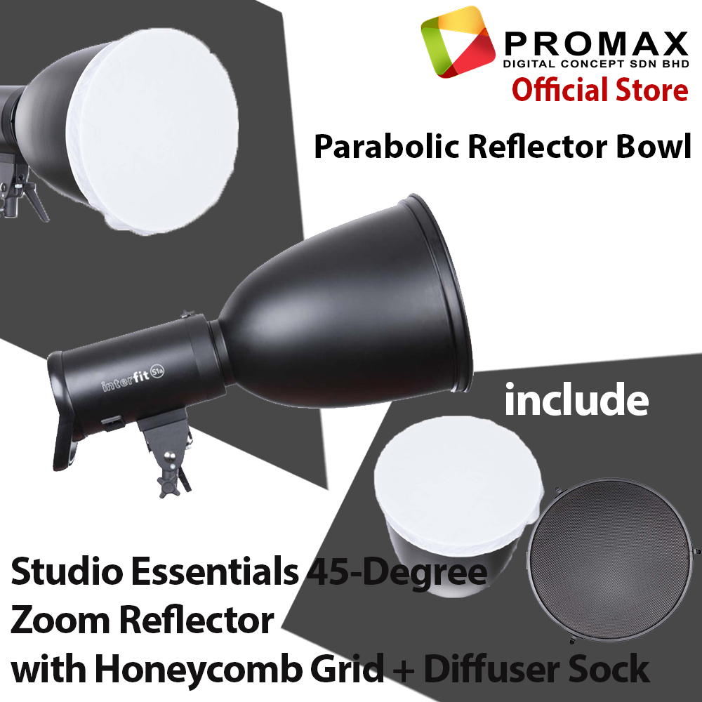 Parabolic Reflector Bowl 45 Degree with Grid & Diffuser Bowens Mount ...