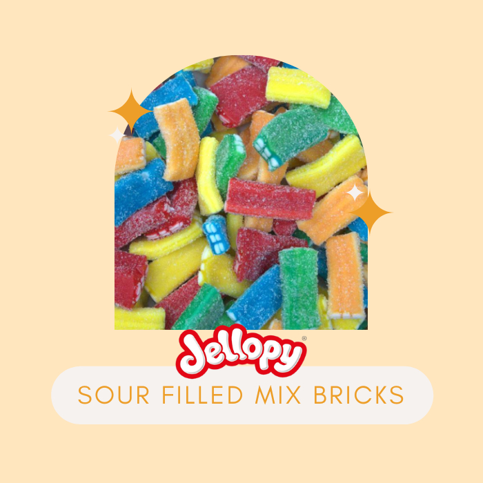 Jellopy Sour Filled Mix Bricks +-100g Repack (HALAL) Gummy Candy - Gula ...