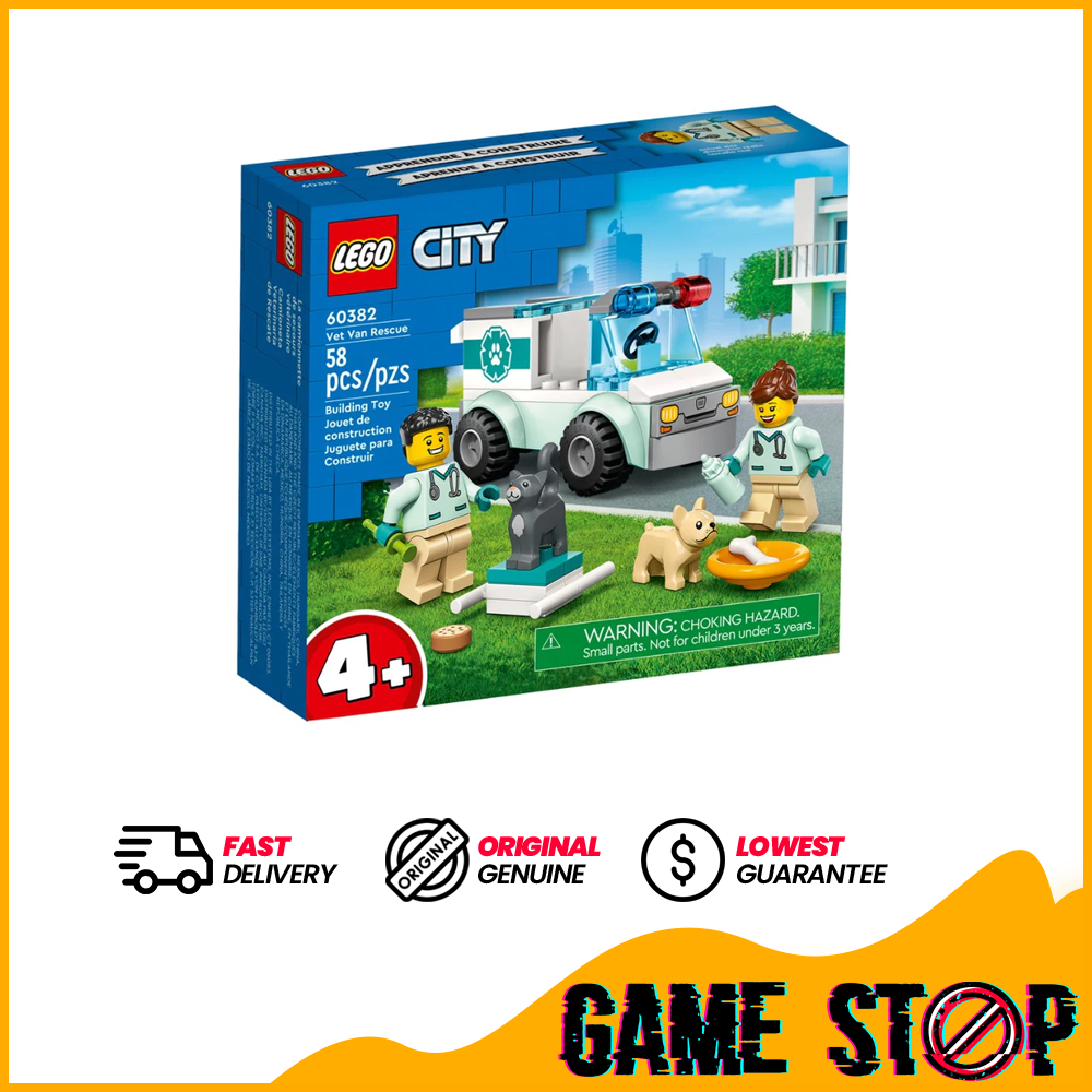 LEGO City Vet Van Rescue 60382, Toy Animal Ambulance, Learning Toy ...