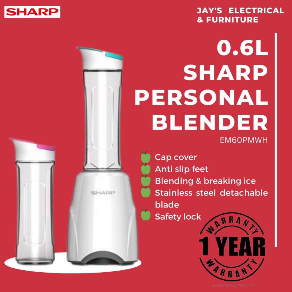 Sharp 0.6L Personal Blender EM60PMWH | Shopee Malaysia