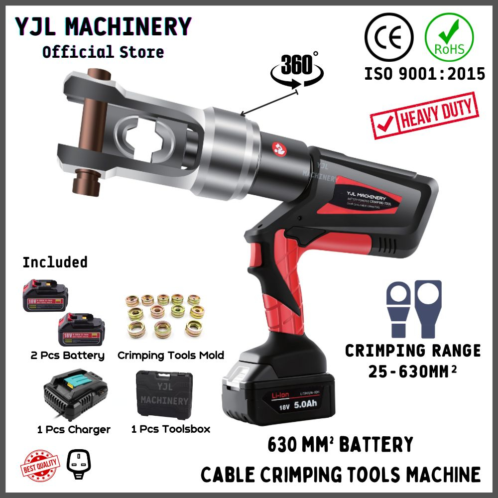 18V YL-630B Electric Battery Operated Cable Crimping Tool 630mm² Cable ...