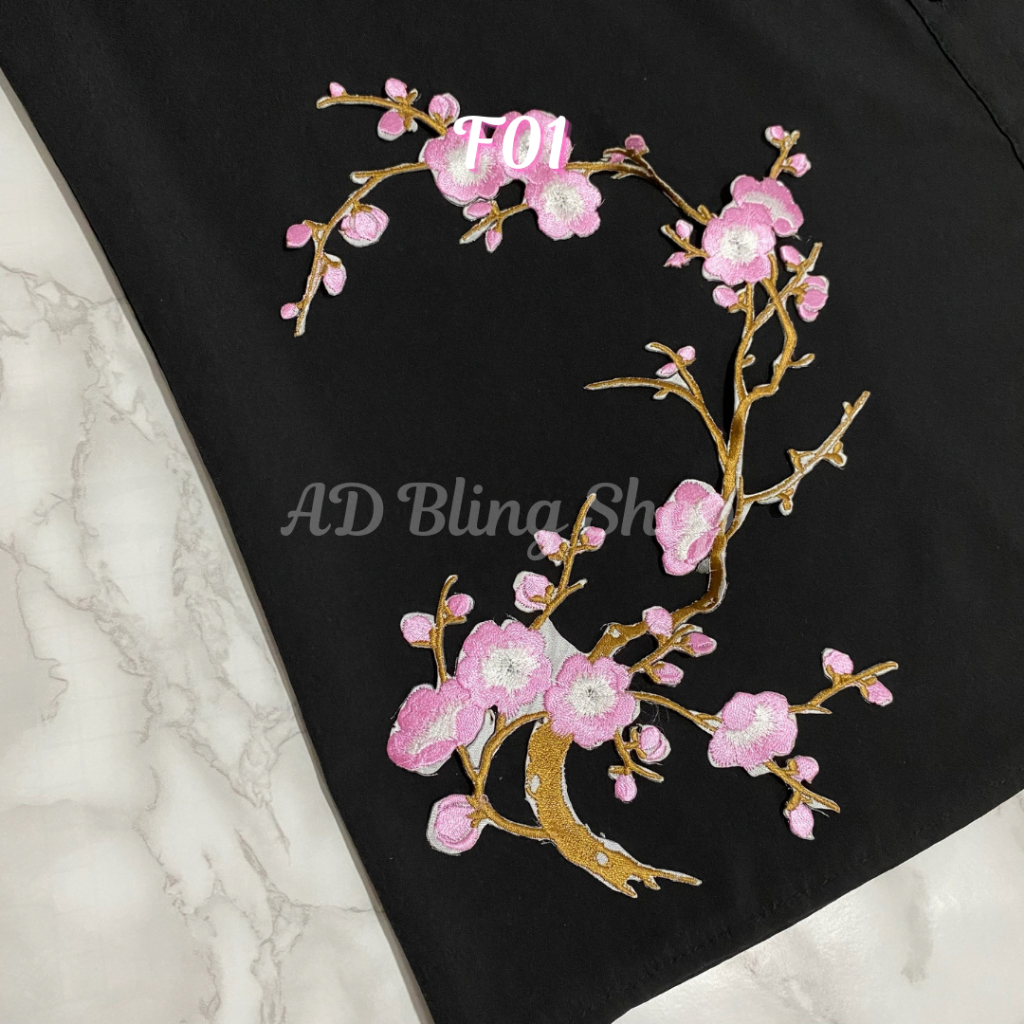 Bunga Sulam Tampal Embroidery Flower Patch Hotfix Iron On Aksesori ...