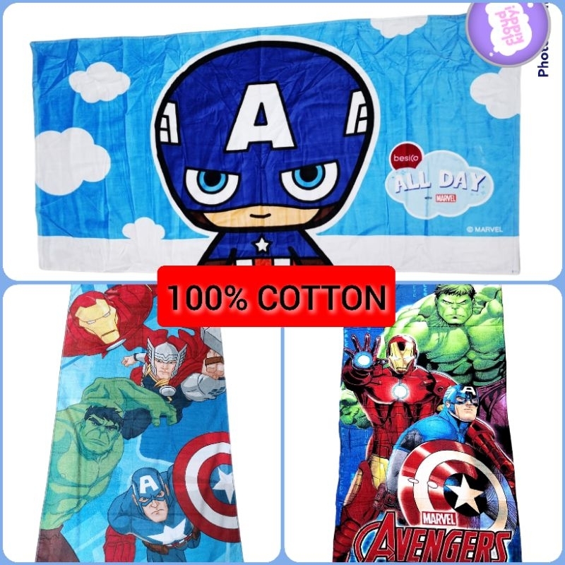 MARVEL AVENGERS Towel cartoon 100% COTTON Tuala mandi Kartun Kid baby ...