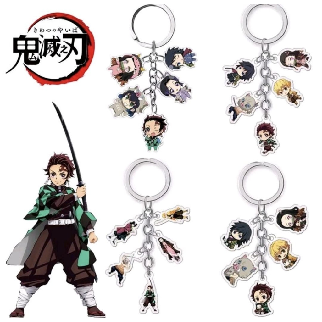 [5pcs of Set] Anime Keychain Demon Slayer My Hero Academia One Piece ...