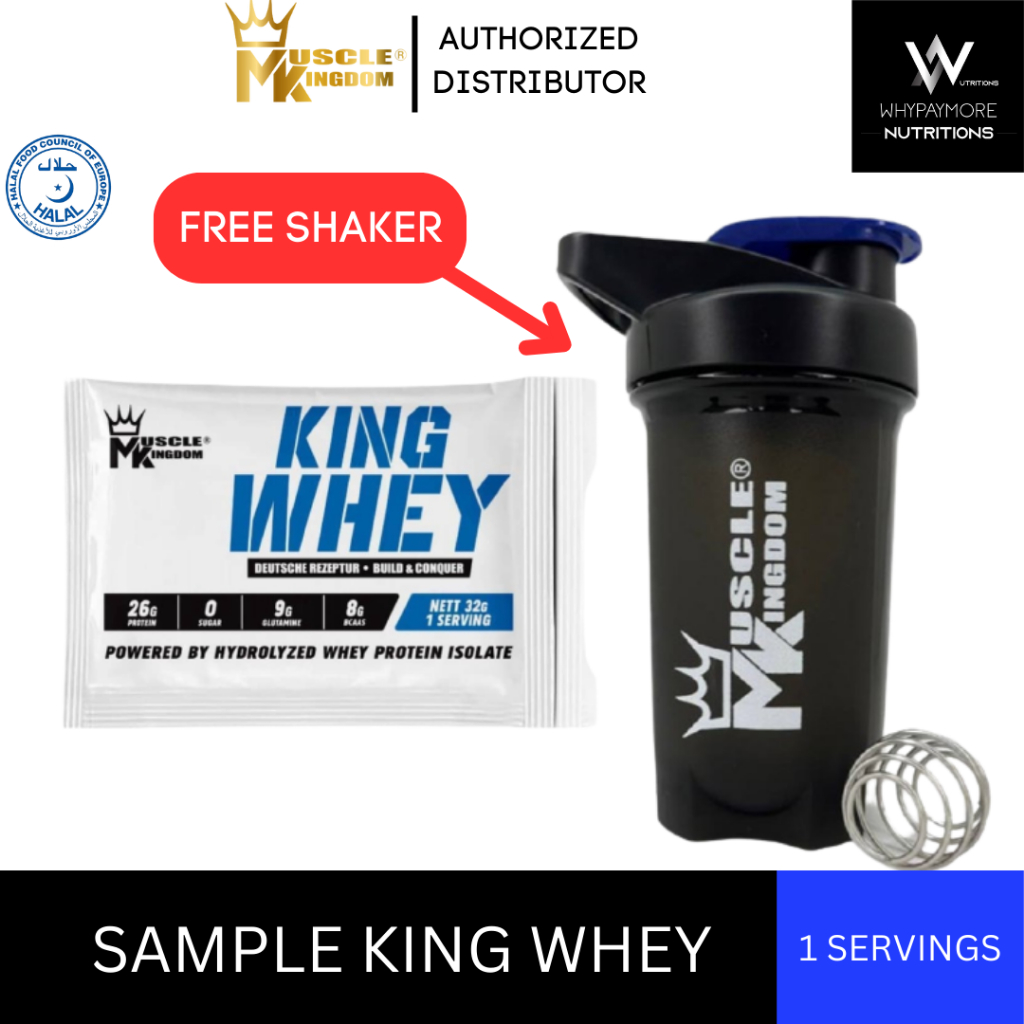 Muscle Kingdom King Whey Trial Pack 1 Serving (Free Shaker) | Shopee ...