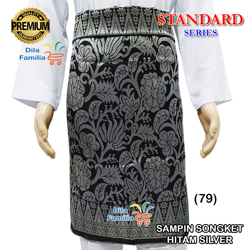 Sampin Songket Hitam Silver Emas Gold Tenun Siap Jahit 2 Meter Samping ...