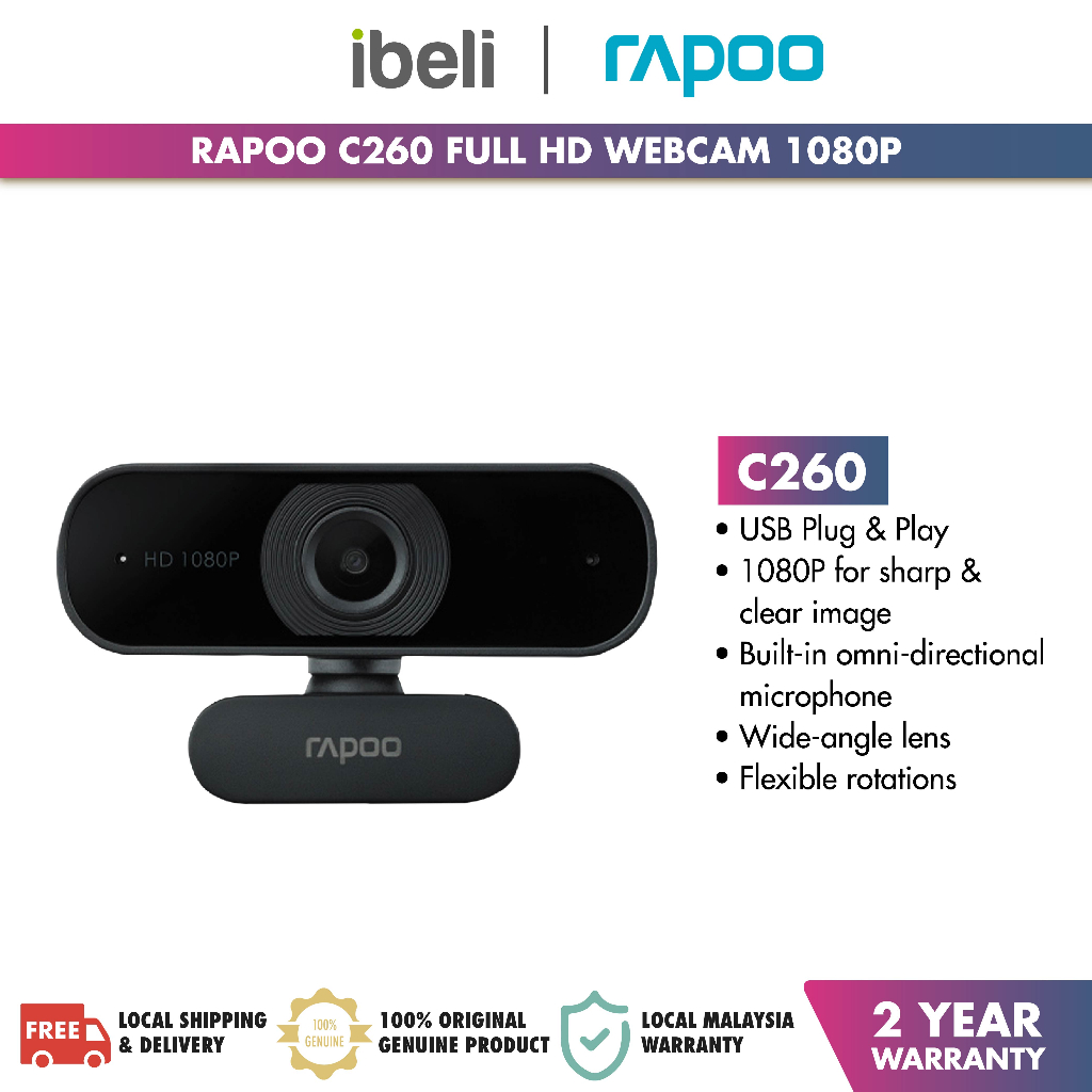 Rapoo C260 Full HD Webcam 1080P With Wide Angle Lens Built In ...