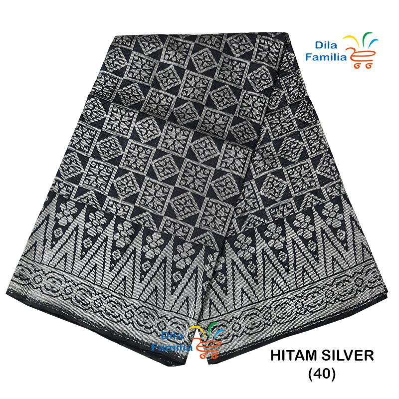 Sampin Songket Hitam Silver Emas Gold Tenun Siap Jahit 2 Meter Samping ...