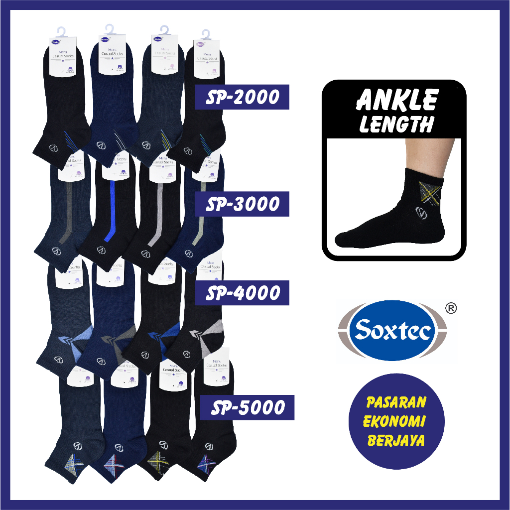 STOKING KAKI SOXTEC/ STOKING LELAKI CASUAL/ STOKING PARAS BUKU LALI ...