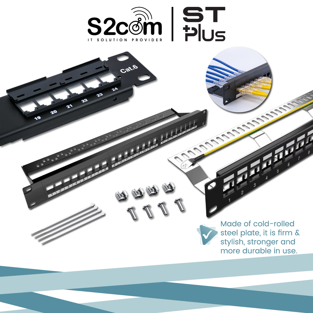 24 Ports Shielded Unshielded Cat6 Cat6A RJ45 19" 1U Rackmount Blank ...