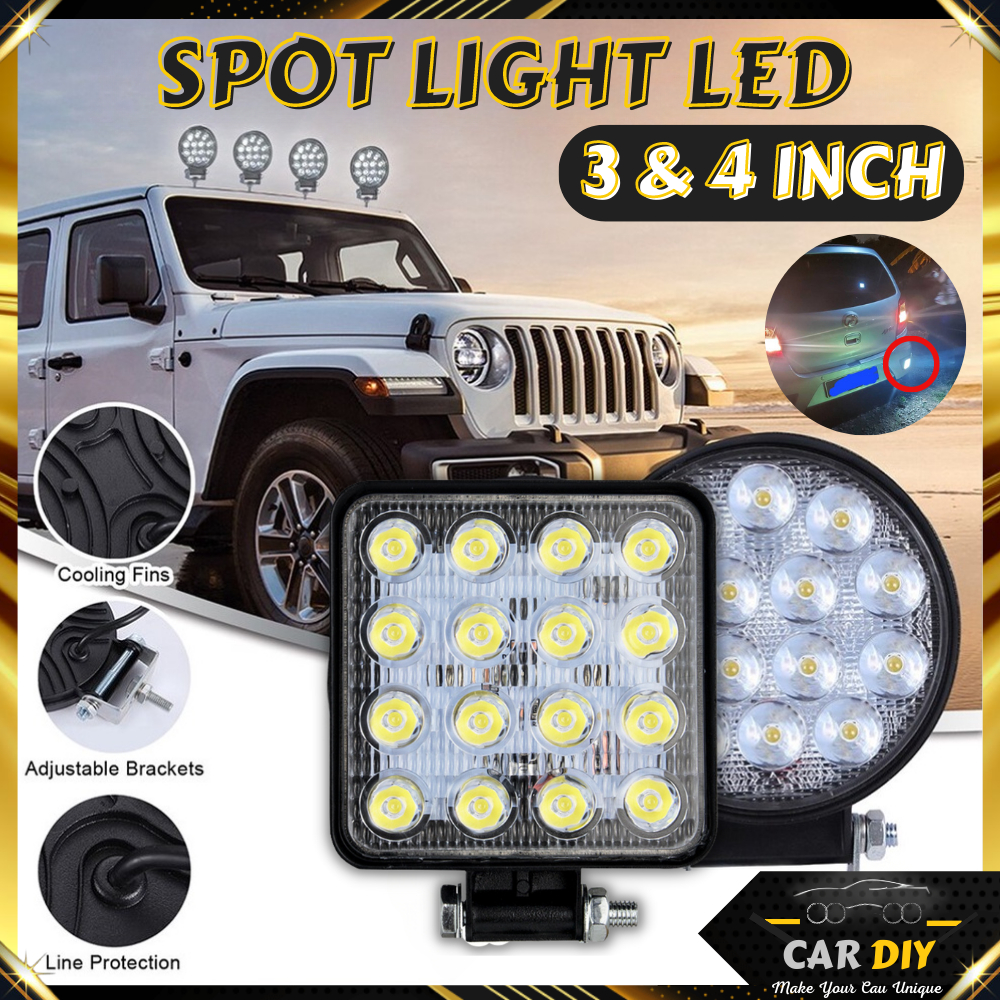 CAR DIY LED Spotlight 3Inch 4 Inch 12V-48V White Working Lamp Round ...