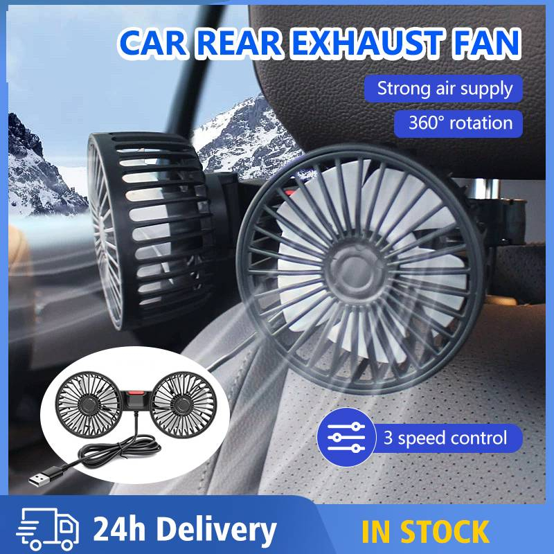 Kipas Car Mounted Powerful Dual Fan Air Conditioner Dual Charge Cooler ...