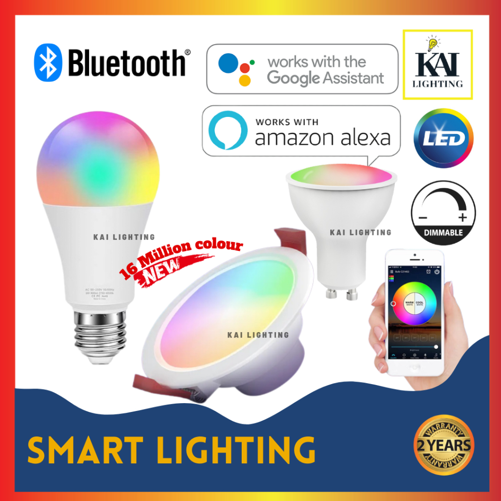 Smart Wifi Bluetooth Light Bulb E27 LED RGB Lamp Tuya Ai Home RGB CCT ...