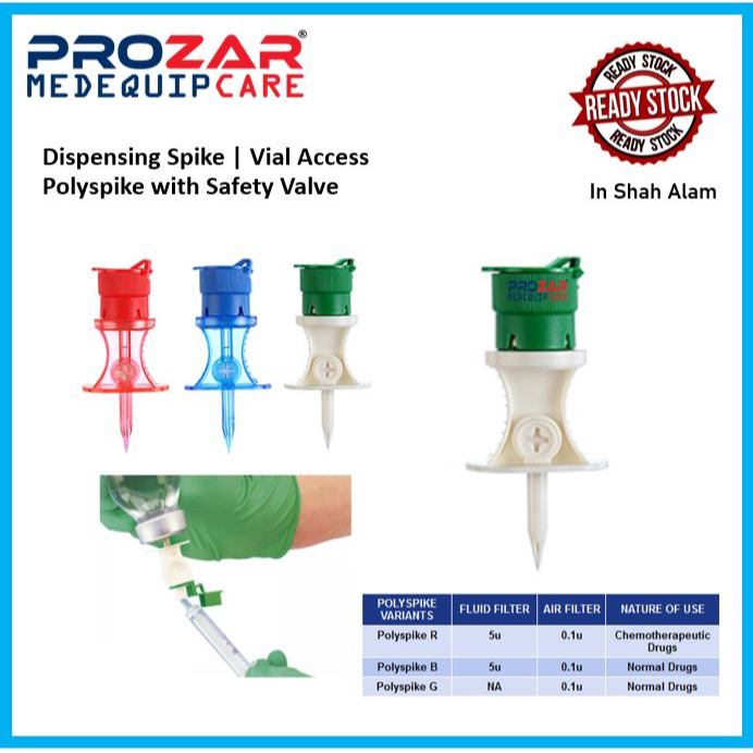 DISPENSING SPIKE | VIAL ACCESS POLYSPIKE WITH SAFETY VALVE | Shopee ...